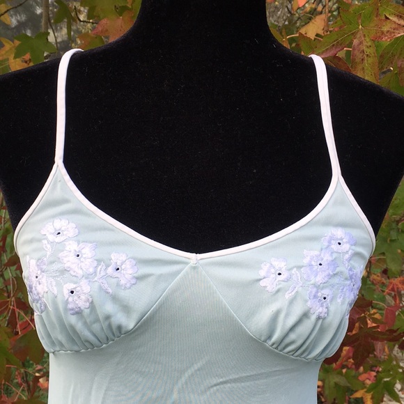Intimates & Sleepwear | 32 Pale Blue Slip With Flower Embroidery | Poshmark